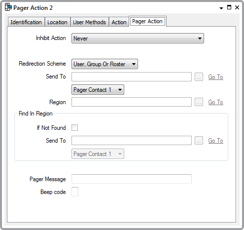 Alarm Redirection Guide - Define the Pager Action Details (Configure a Redirection Action)